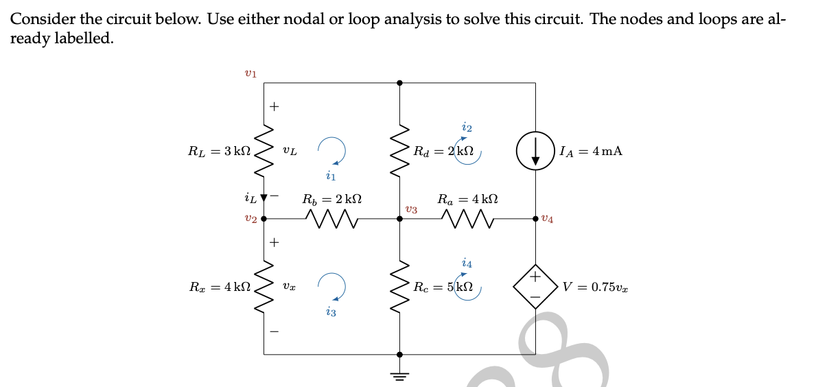 Solved Consider the circuit below. Use either nodal or loop | Chegg.com