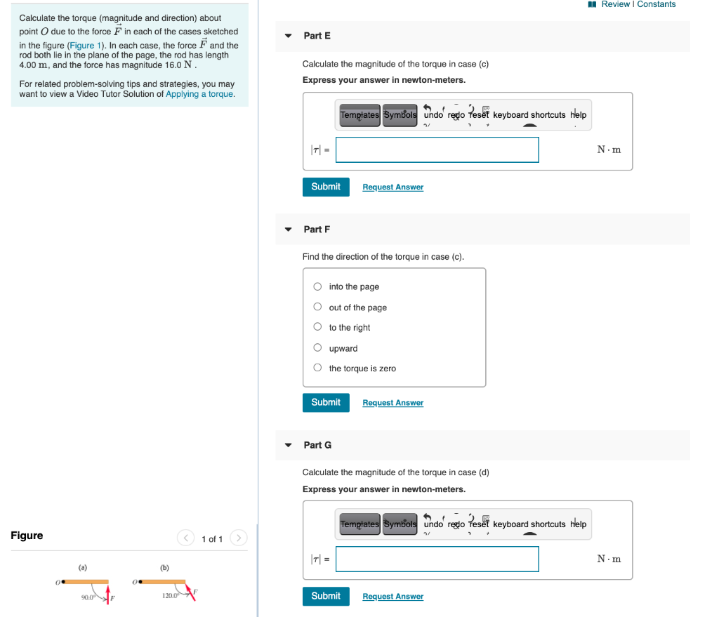 Solved Review I Constants Calculate the torque (magnitude | Chegg.com