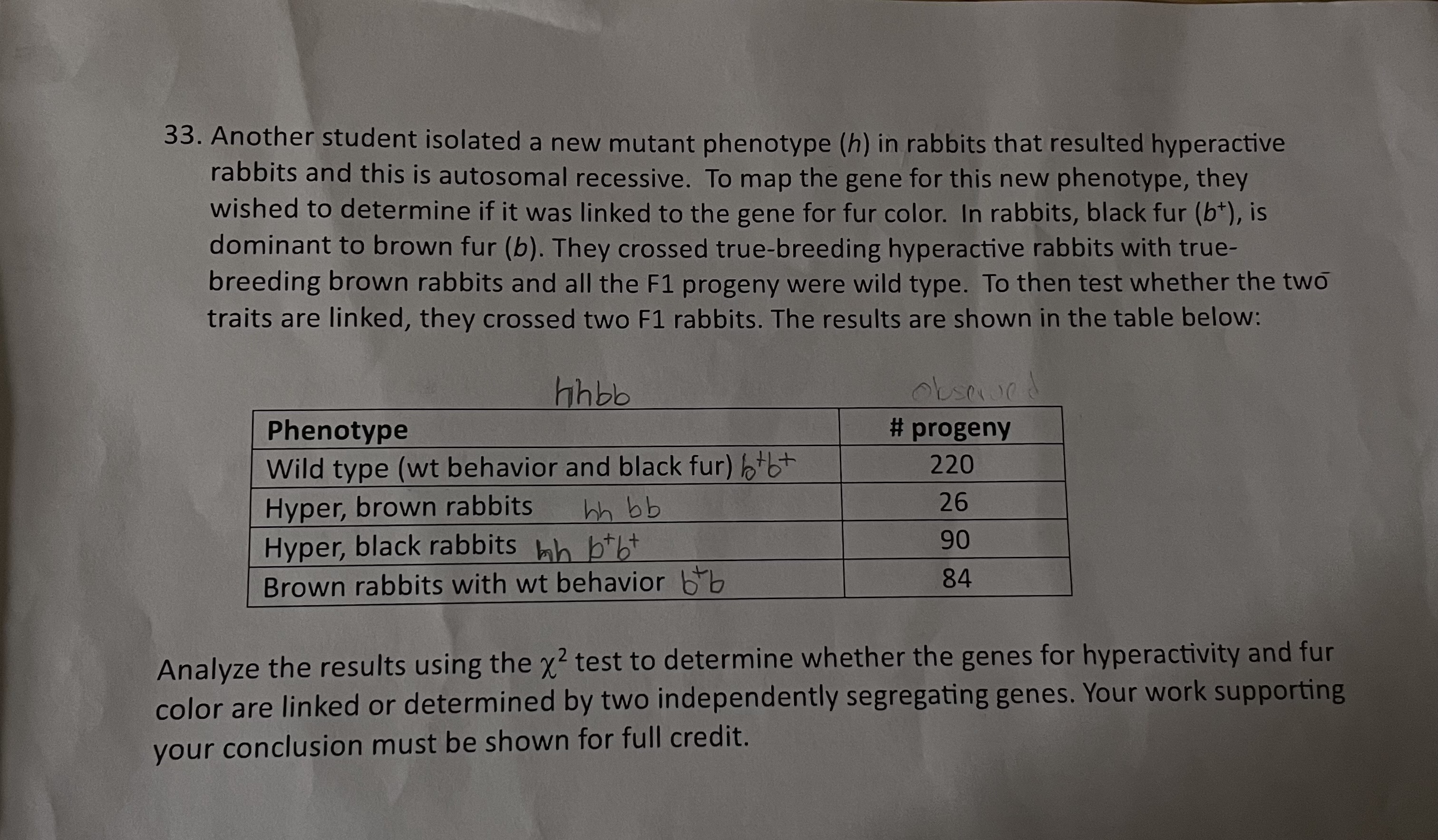 Solved 33. Another student isolated a new mutant phenotype | Chegg.com