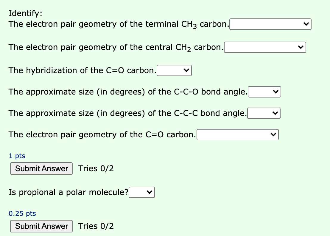 Solved Draw A Lewis Structure For Propional Ch3ch2cho