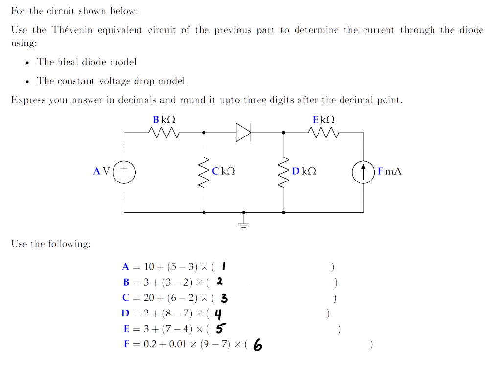 Solved For the circuit shown below: Use the Thévenin | Chegg.com