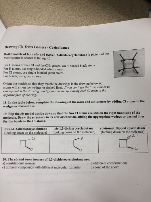 Solved Drawing Cis-Trans Isomers-Cycloalkanes "區 Build | Chegg.com