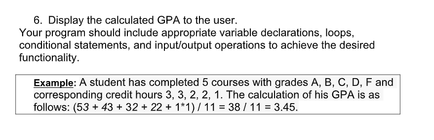 Solved 2. Student GPA calculator حساب المعدل الفصلي للطالب | Chegg.com