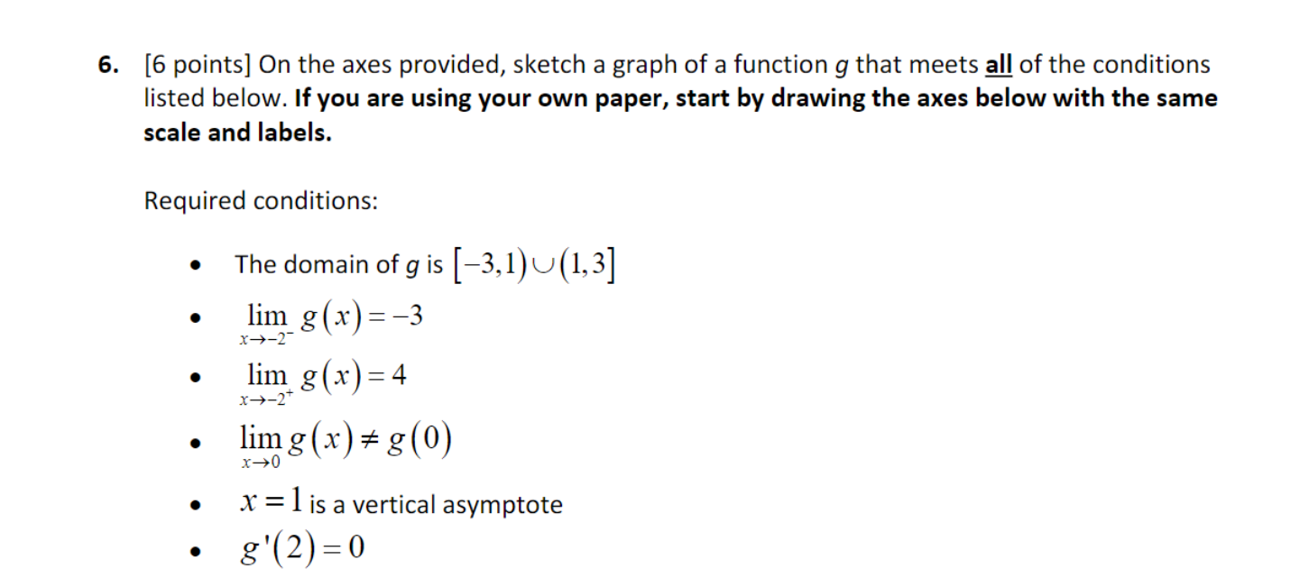 Solved 6. [6 points] On the axes provided, sketch a graph of | Chegg.com