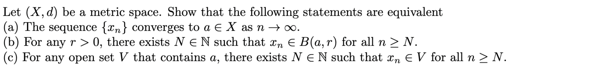 Solved Let (x,d) ﻿be a metric space. Show that the following | Chegg.com