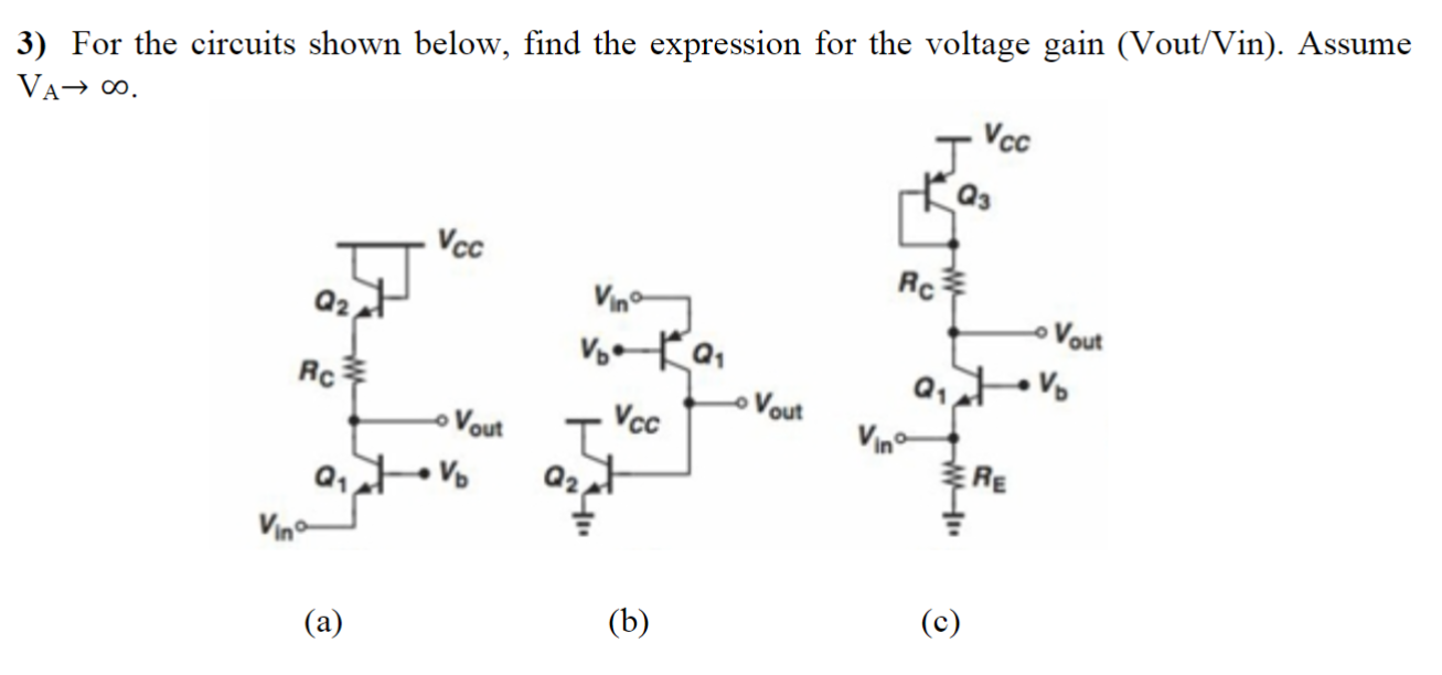 Solved 3) For the circuits shown below, find the expression | Chegg.com