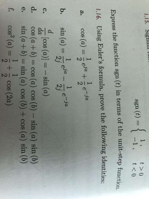 Solved Express the function sgn (t) in terms of the | Chegg.com