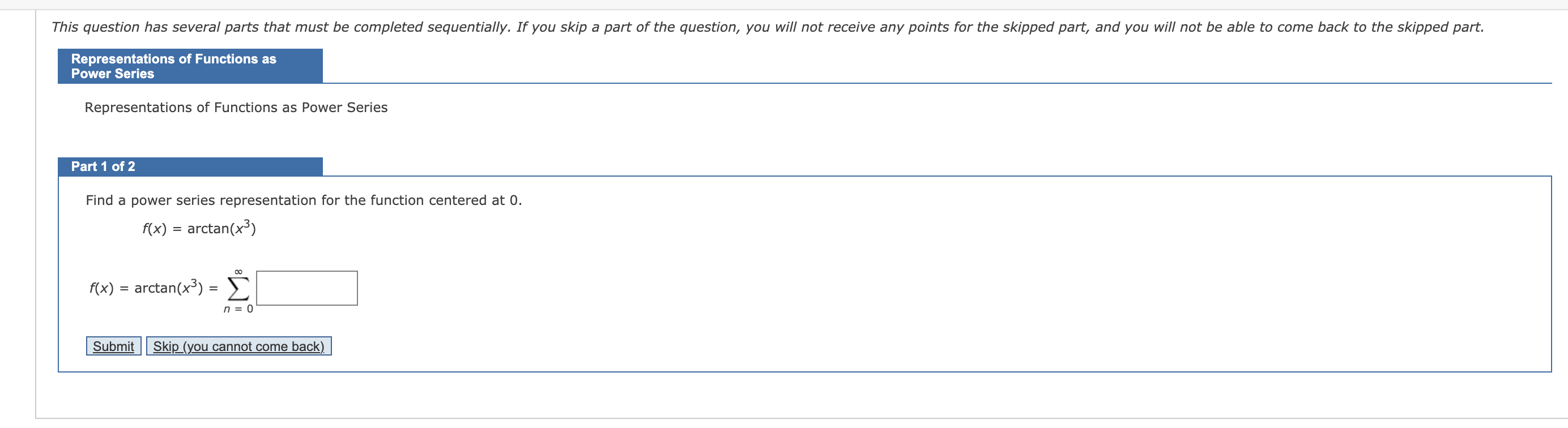 Solved Representations of Functions as Power Series Part 1 | Chegg.com