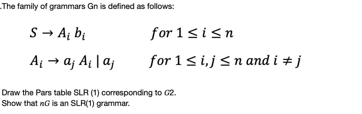 The family of grammars Gn is defined as follows: | Chegg.com