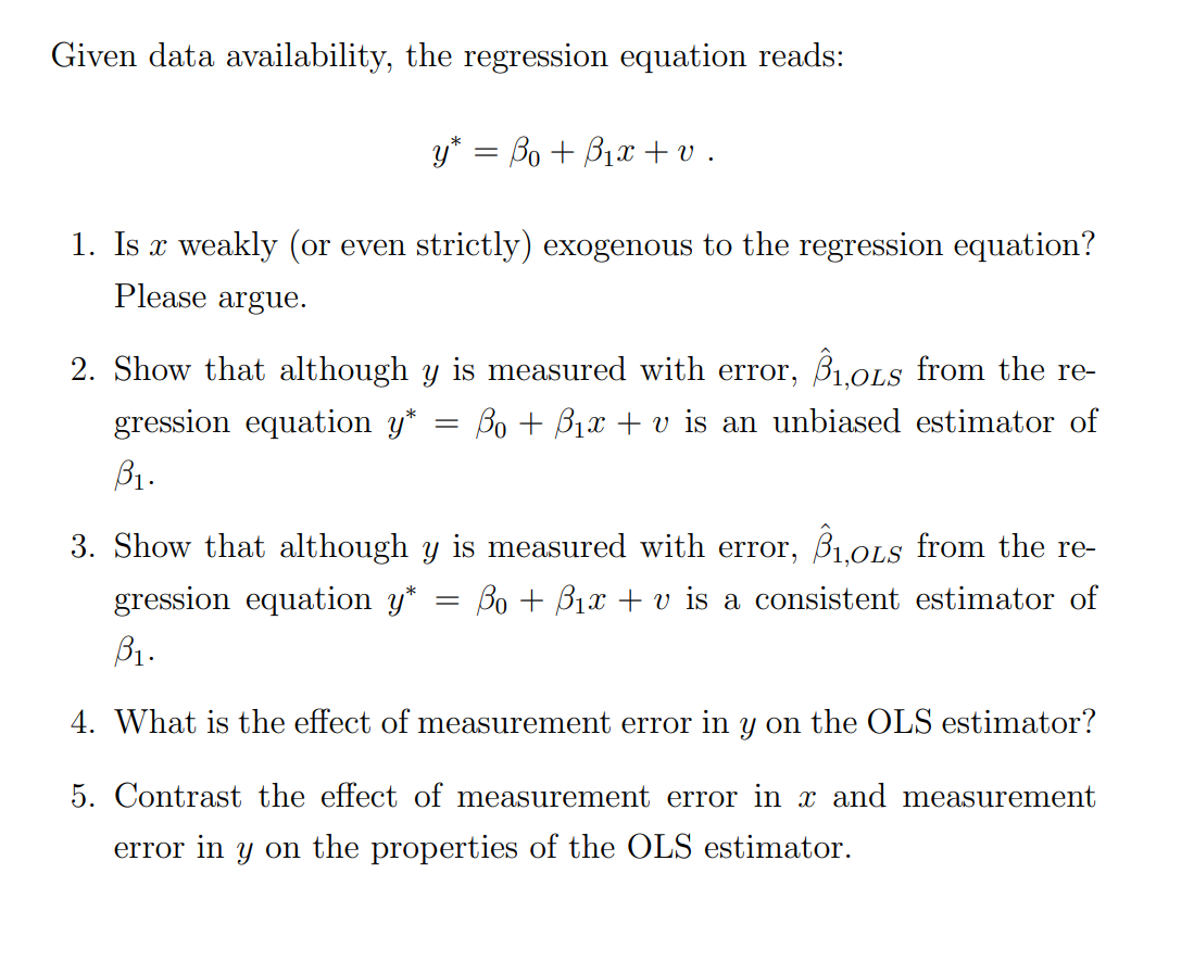 Exercise 3: Measurement error. Assume that the true | Chegg.com