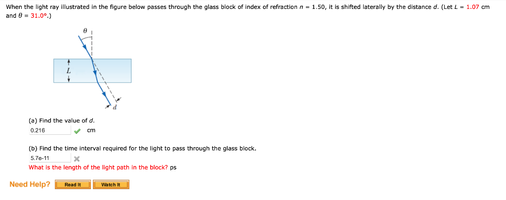 Solved When the light ray illustrated in the figure below | Chegg.com
