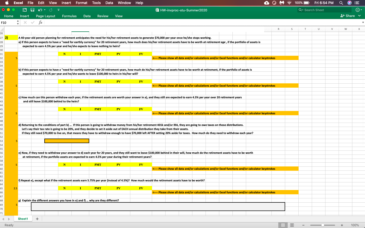 Solved Excel File Edit View Insert Format Tools Data Window | Chegg.com