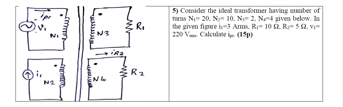 Solved by an EXPERT Consider the ideal transformer having number of ...