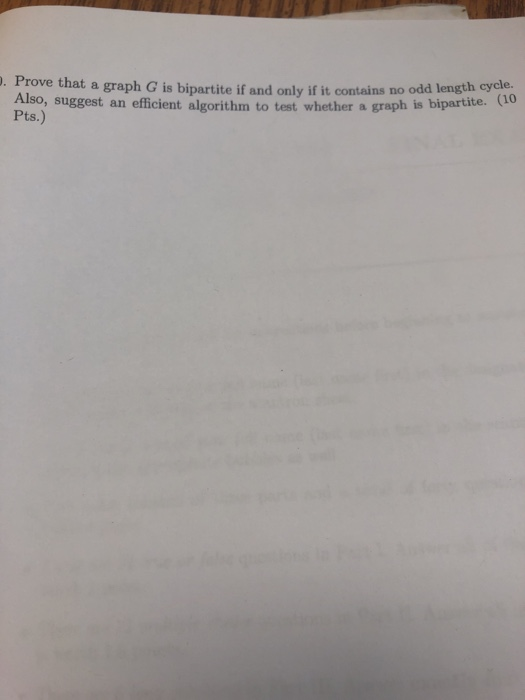 Solved . Prove that a graph G is bipartite if and only if it | Chegg.com