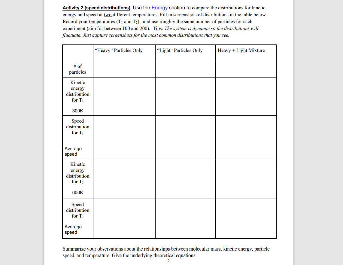 Activity 2 please. Use the Gas Properties simulation | Chegg.com