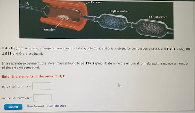 Solved A 3.613 gram sample of an organic compound containing | Chegg.com