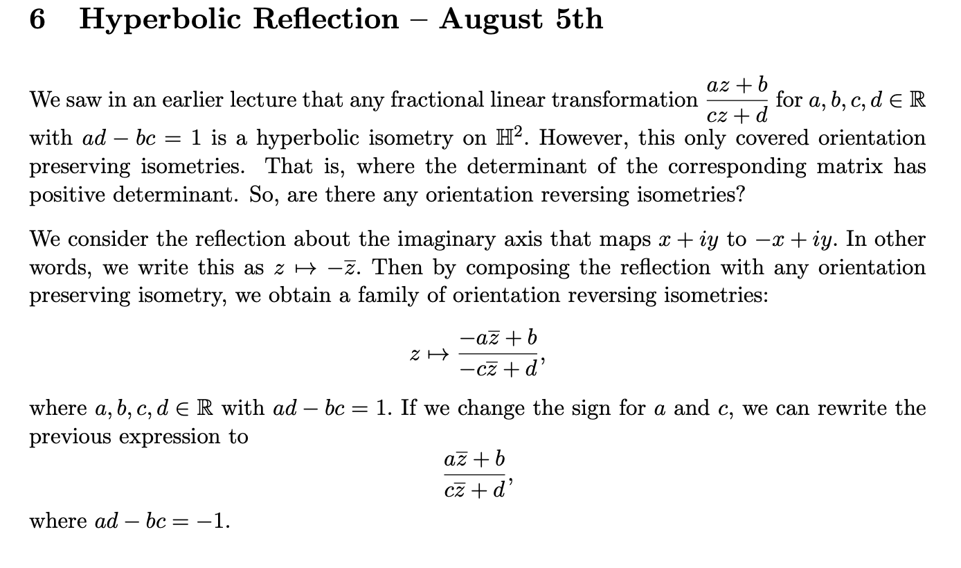 6 Hyperbolic Reflection - August 5th We saw in an | Chegg.com