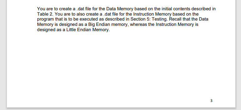 You are to create a .dat file for the Data Memory | Chegg.com