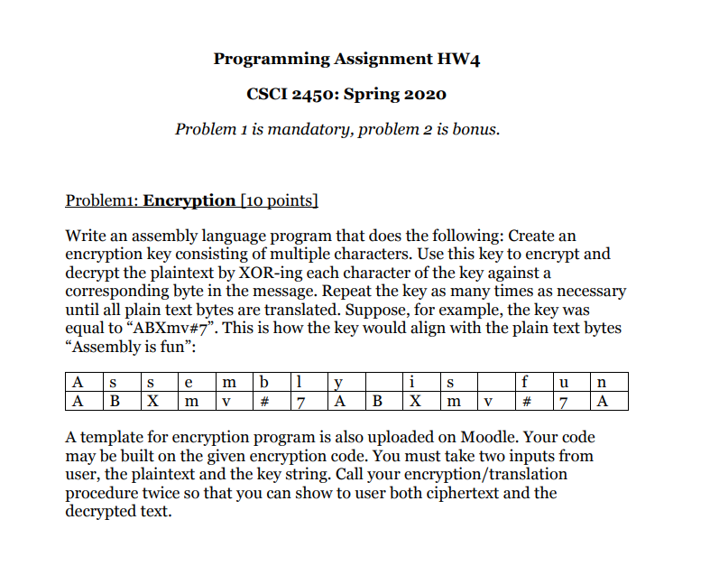 Programming Assignment Hw4 Csci 2450 Spring 2020