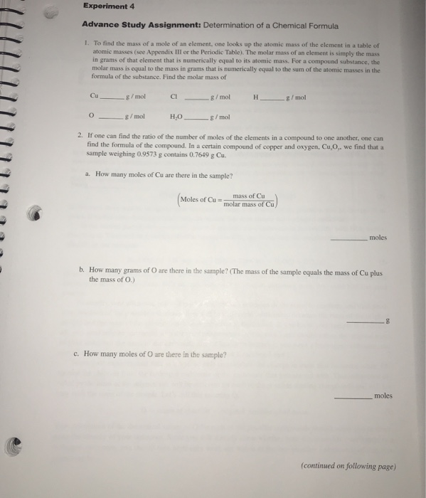 Advance Study Assignment Determination Of A Chemical Formula - Study Poster Advance Study Assignment Determination Of A Chemical Formula - Study Poster