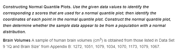 Solved Constructing Normal Quantile Plots. Use the given | Chegg.com