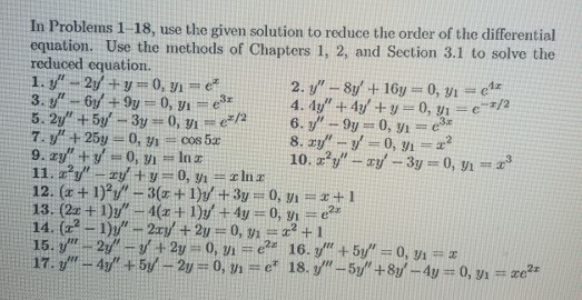 Solved In Problems 1 -18, use the given solution to reduce | Chegg.com