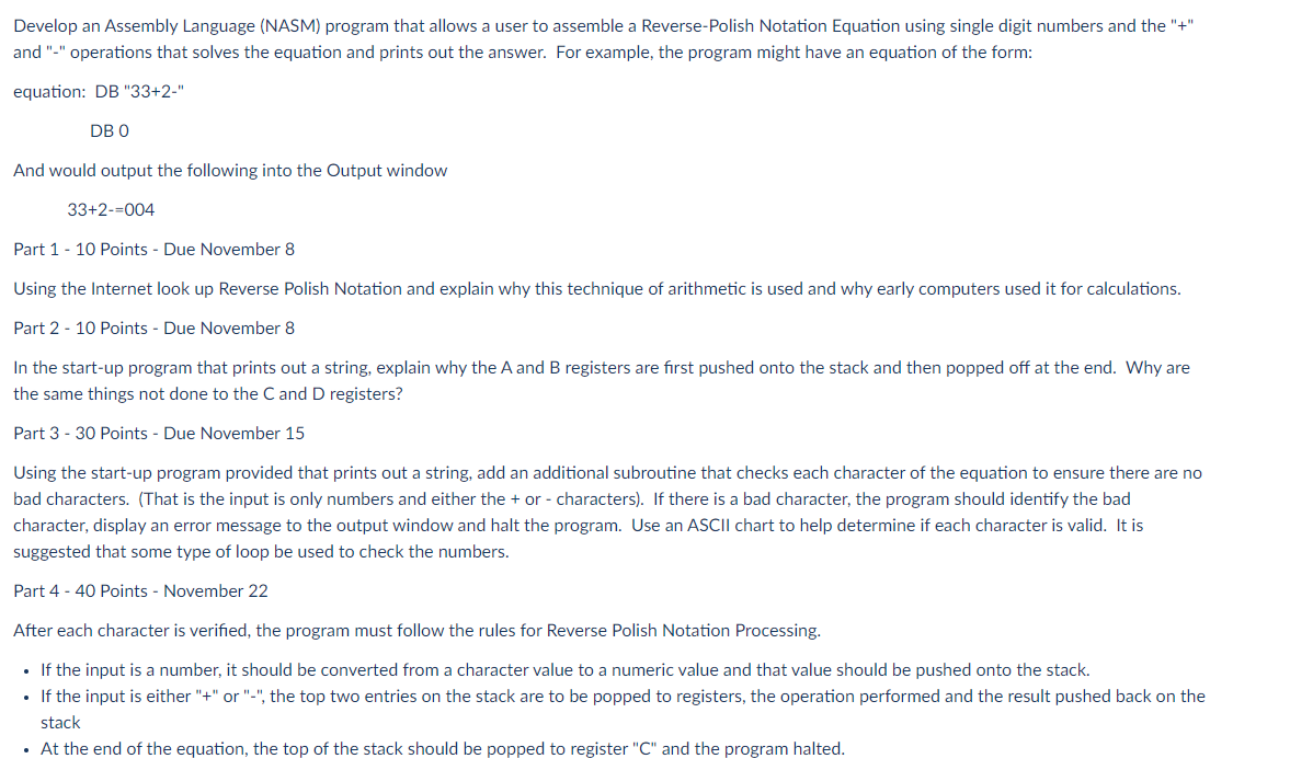 Solved Develop an Assembly Language (NASM) program that | Chegg.com