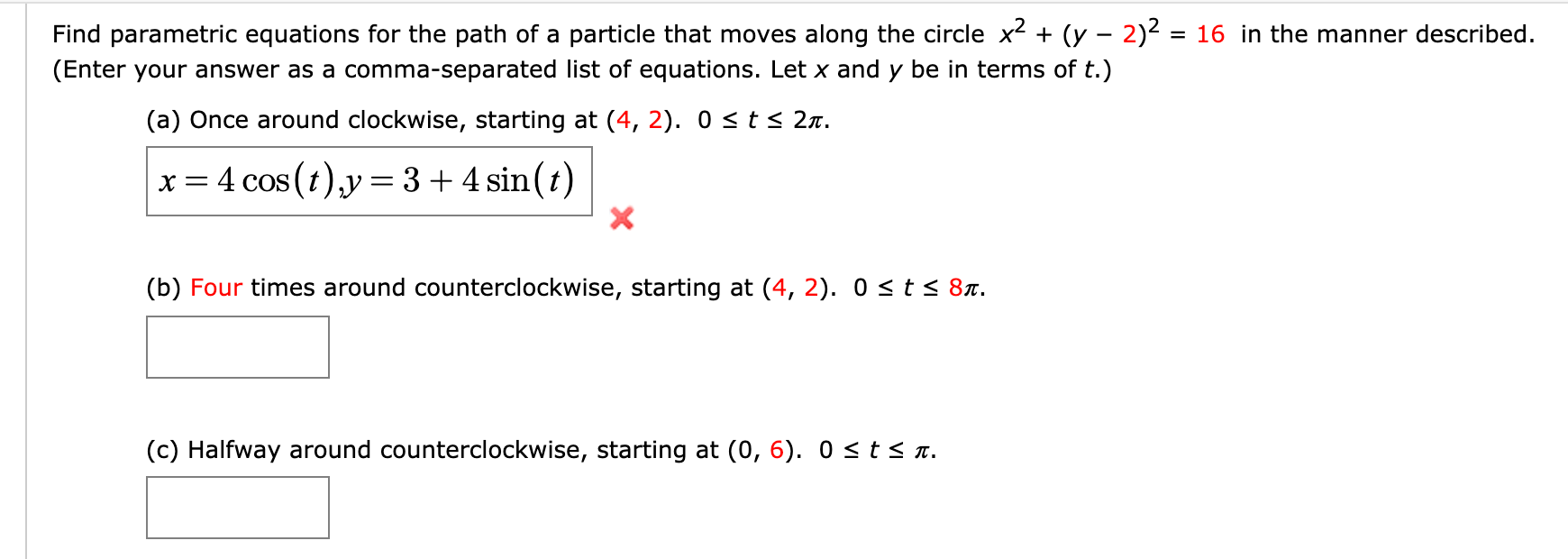 Solved Find parametric equations for the path of a particle | Chegg.com