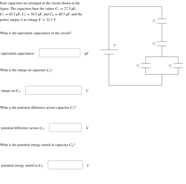 Solved Four capacitors are arranged in the circuit shown in | Chegg.com