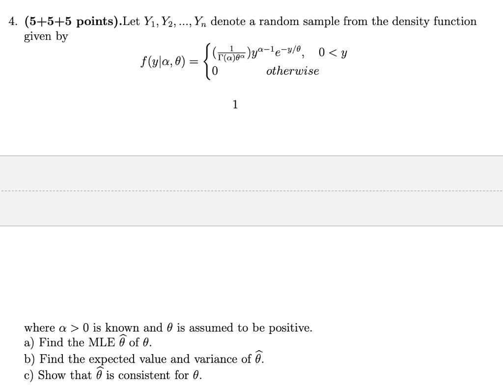 Solved (5+5+5 points).Let Y1,Y2,…,Yn denote a random sample | Chegg.com