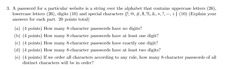 Solved 3. A password for a particular website is a string | Chegg.com