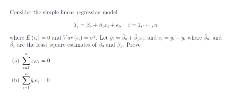 Solved Consider the simple linear regression model Y; = Bo + | Chegg.com