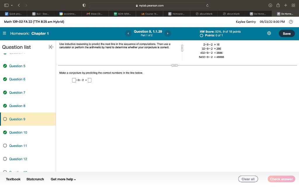 Solved Use Inductive Reasoning To Predict The Next Lirie In 