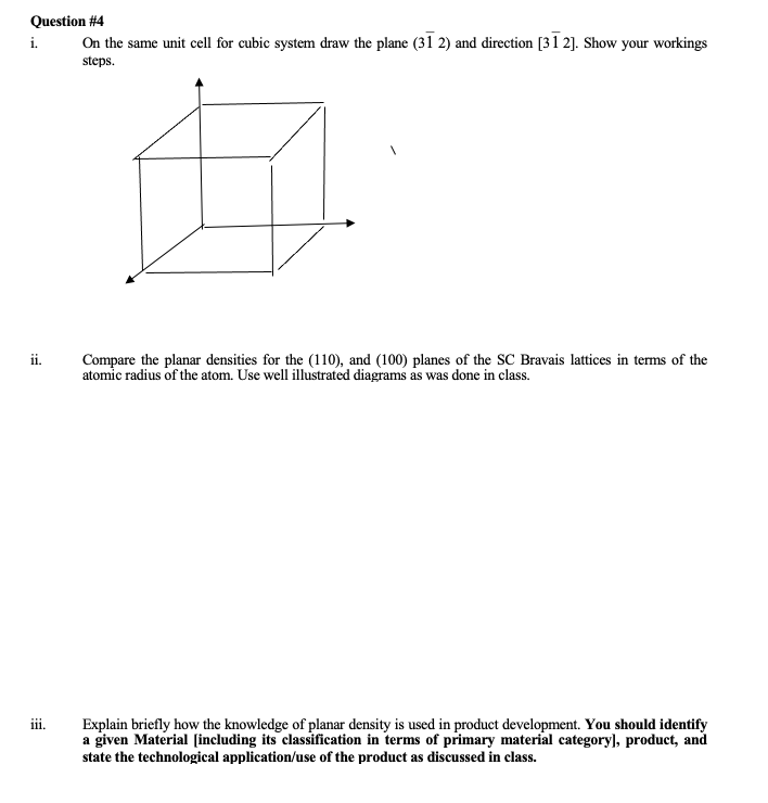 Solved Question #4 i. On the same unit cell for cubic system | Chegg.com