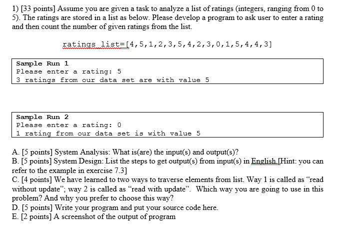 Solved 1) [33 points] Assume you are given a task to analyze | Chegg.com