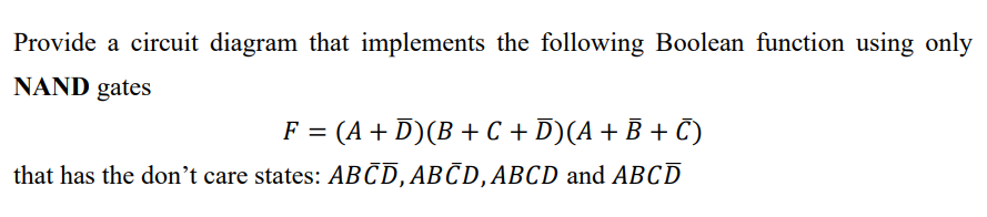 Solved Provide a circuit diagram that implements the | Chegg.com