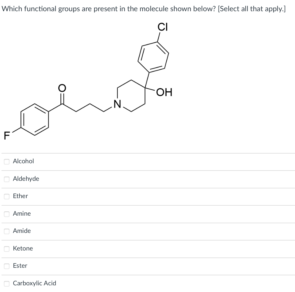 Solved Which functional groups are present in the molecule | Chegg.com