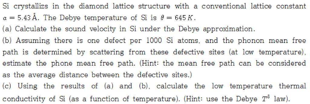 Solved Si crystallizs in the diamond lattice structure with | Chegg.com