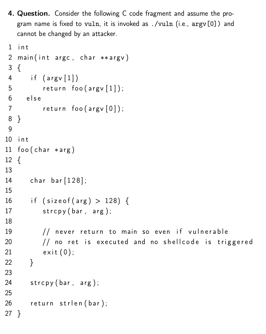 4 Question Consider The Following C Code Fragment 
