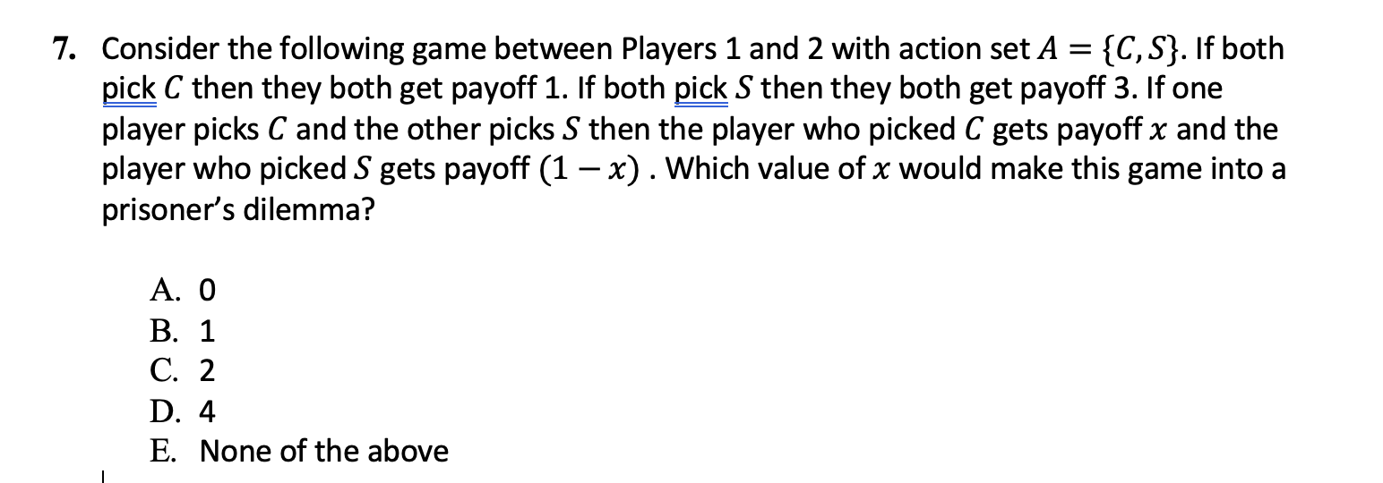 Solved 7. Consider the following game between Players 1 and | Chegg.com