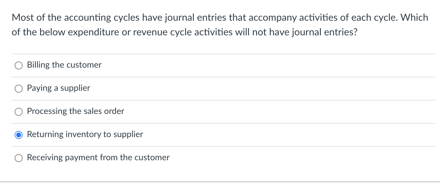 Solved Most of the accounting cycles have journal entries | Chegg.com