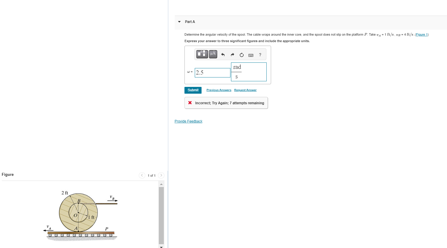 Solved Determine the angular velocity of the spool. The | Chegg.com