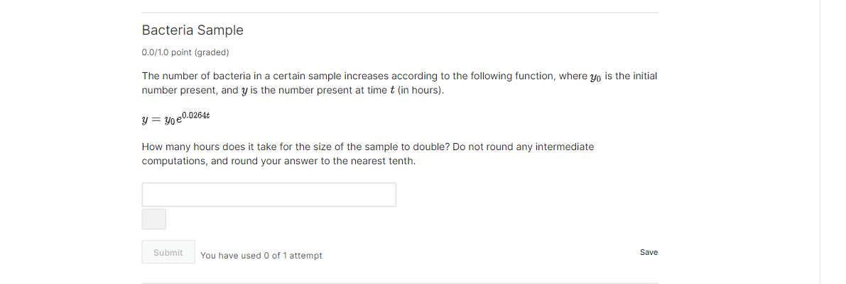 Solved Bacteria Sample 0.0/1.0 point (graded) The number of | Chegg.com