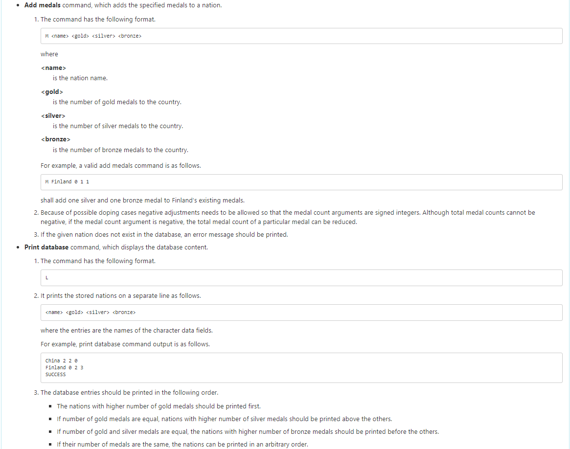 Solved Olympics Implement a system that tracks the olympic | Chegg.com