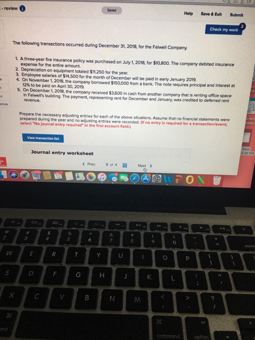 Solved -review Help Save&Exit Submit Check my work The | Chegg.com