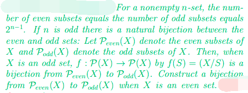 Solved For a nonempty n-set, the number of even subsets | Chegg.com