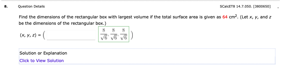 Solved 8. Question Details SCalcET8 14.7.050. [3800650] Find | Chegg.com