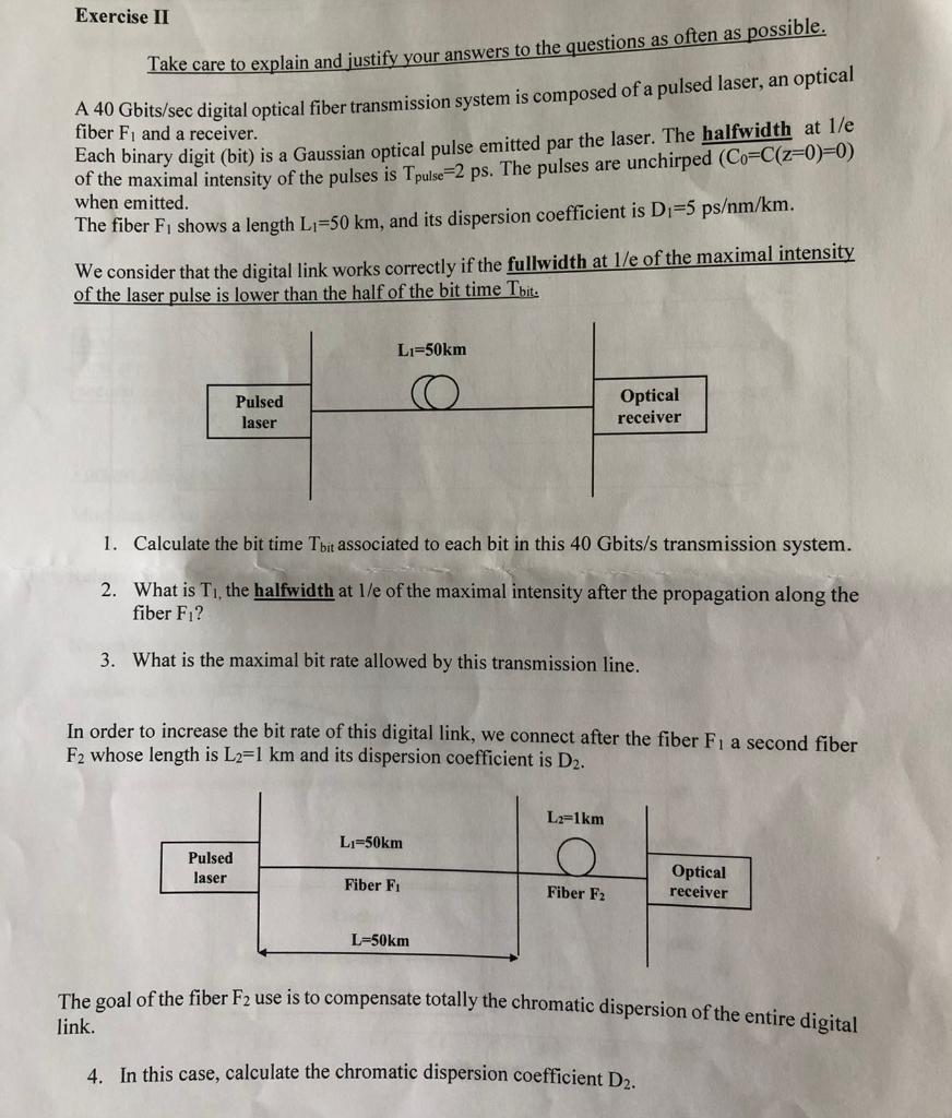 Solved Exercise II Take care to explain and justify your | Chegg.com