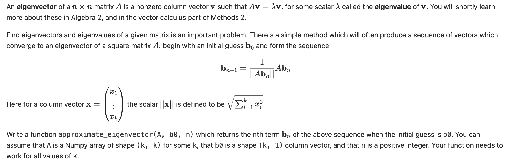 Solved = An eigenvector of an x n matrix A is a nonzero | Chegg.com