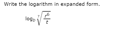 Solved Write the logarithm in expanded form. كم logo t | Chegg.com